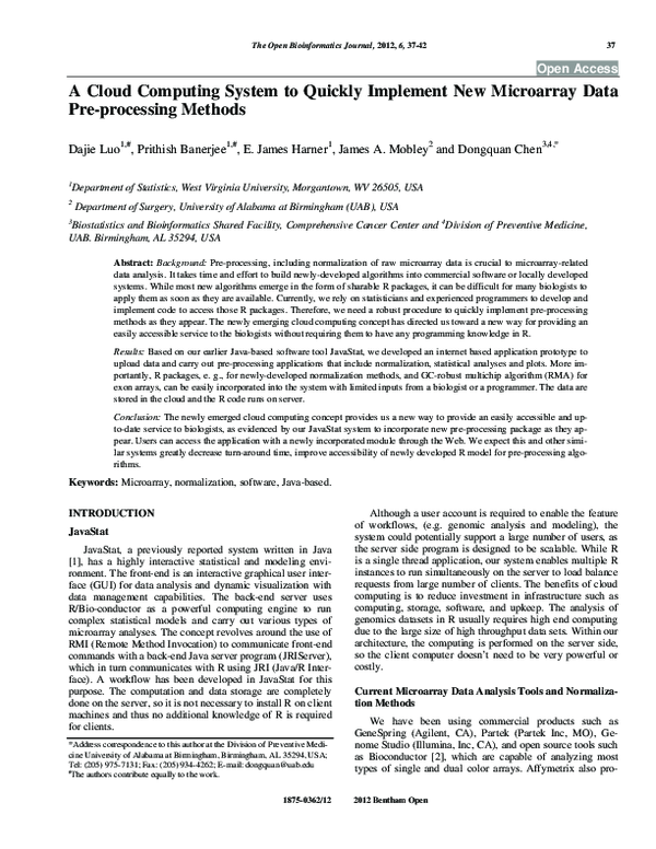 (PDF) A Cloud Computing System to Quickly Implement New Microarray Data Pre-processing Methods