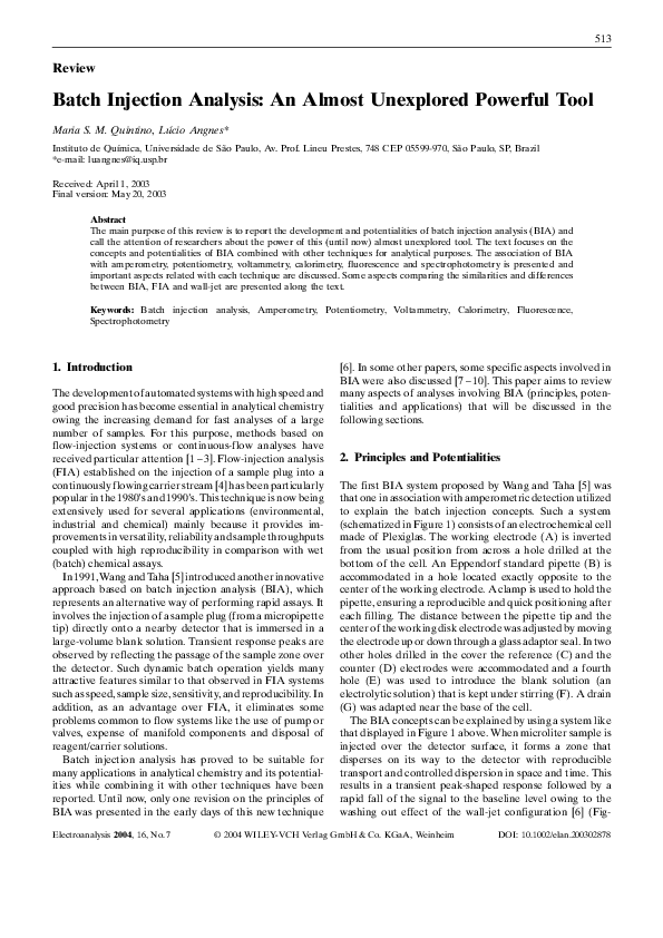 (PDF) Batch Injection Analysis: An Almost Unexplored Powerful Tool