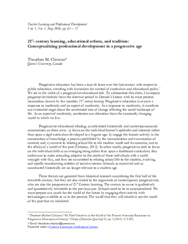 (PDF) 21st- century learning, educational reform, and tradition ...