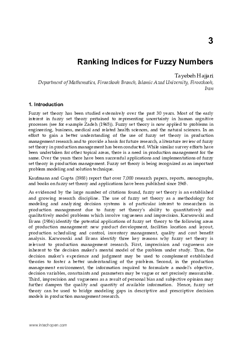 (PDF) 3 Ranking Indices for Fuzzy Numbers
