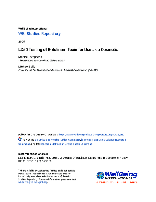 (PDF) LD50 Testing of Botulinum Toxin for Use as a Cosmetic