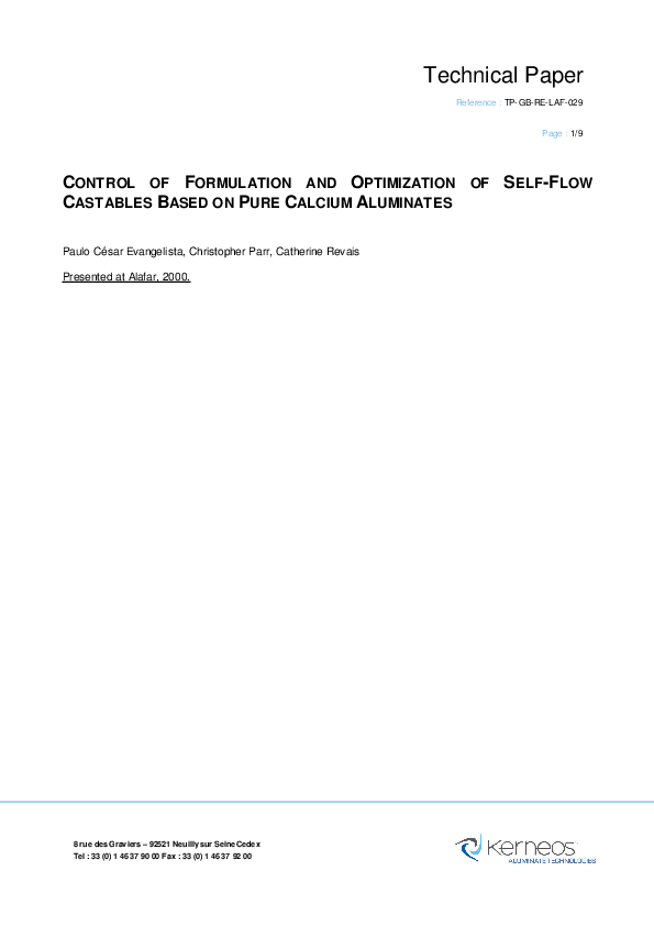 (PDF) CONTROL OF FORMULATION AND OPTIMISATION OF SELF-FLOW CASTABLES ...