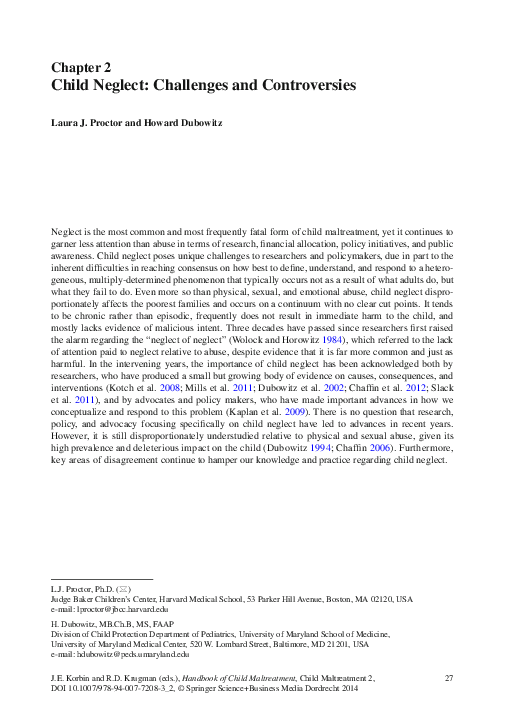 (PDF) Child Neglect: Challenges and Controversies