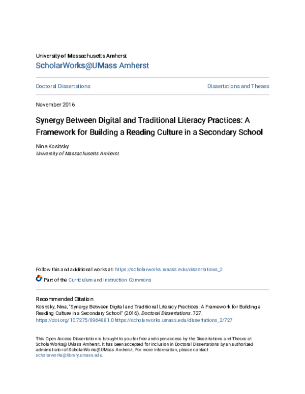 (PDF) Synergy Between Digital and Traditional Literacy Practices: A ...