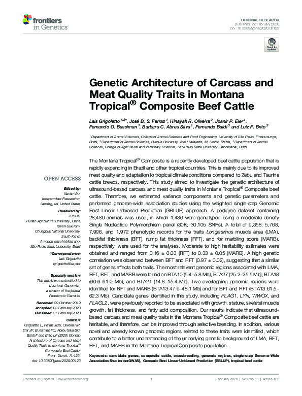 (PDF) Genetic Architecture of Carcass and Meat Quality Traits in ...