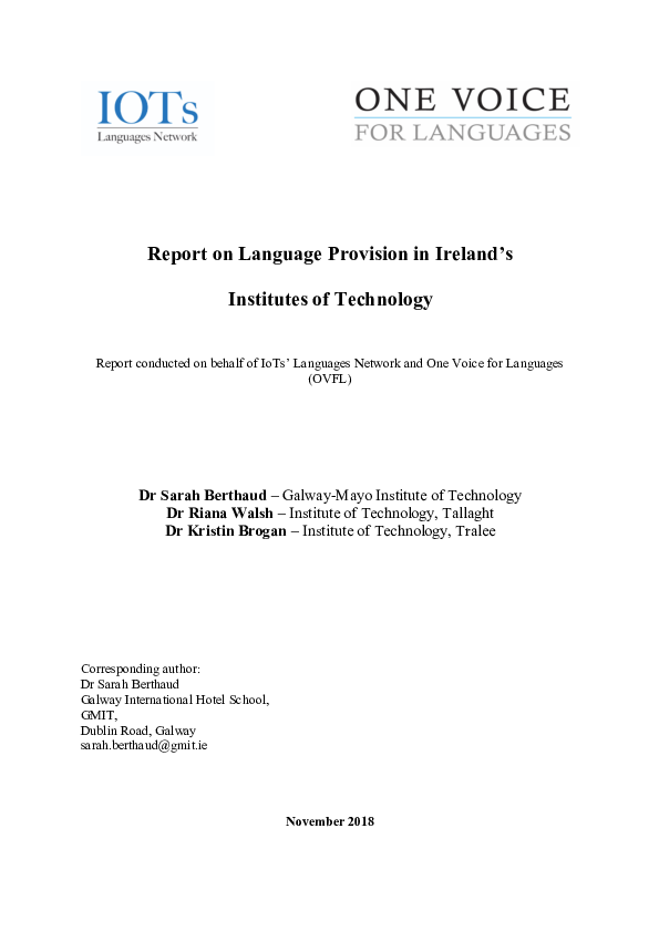 (PDF) Report on Language Provision in Ireland’s Institutes of Technology