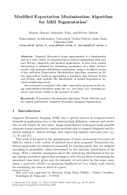 Pdf Modified Expectation Maximization Algorithm For Mri Segmentation