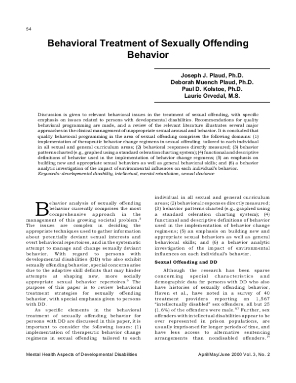 (PDF) Behavioral Treatment of Sexually Offending Behavior | Paul ...