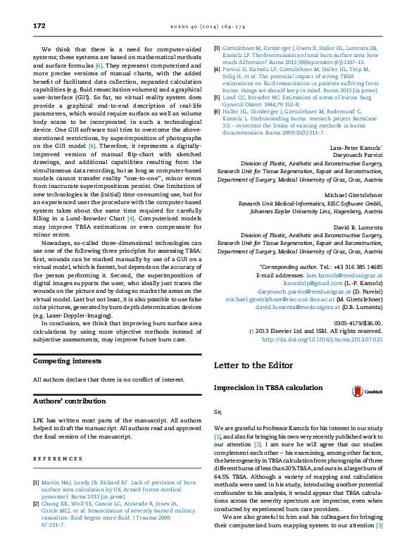 (PDF) Imprecision in TBSA calculation
