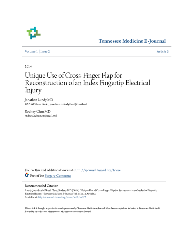 (PDF) Unique Use of Cross-Finger Flap for Reconstruction of an Index ...