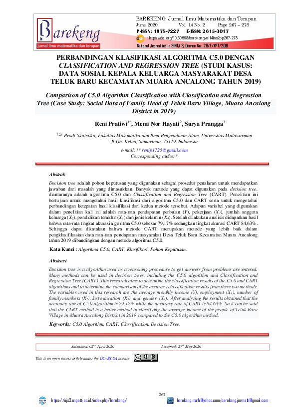 (PDF) Perbandingan Klasifikasi Algoritma C5.0 Dengan Classification and ...