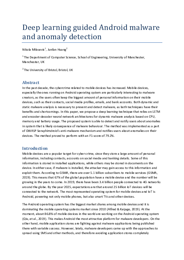 Pdf Deep Learning Guided Android Malware And Anomaly Detection