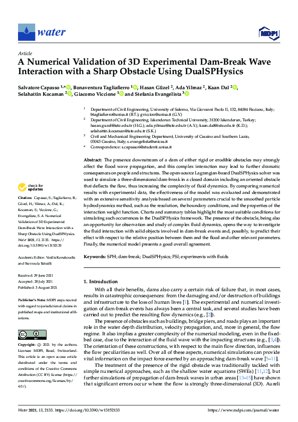 (PDF) A Numerical Validation of 3D Experimental Dam-Break Wave Interaction with a Sharp Obstacle ...