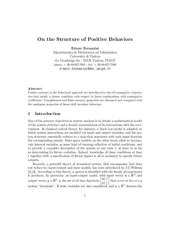 (PDF) On the Structure of Positive Behaviors