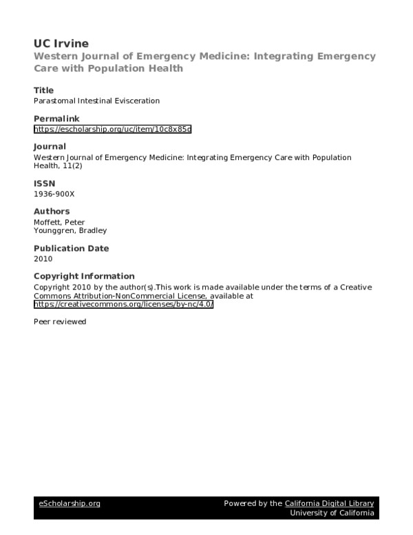 (PDF) Parastomal Intestinal Evisceration