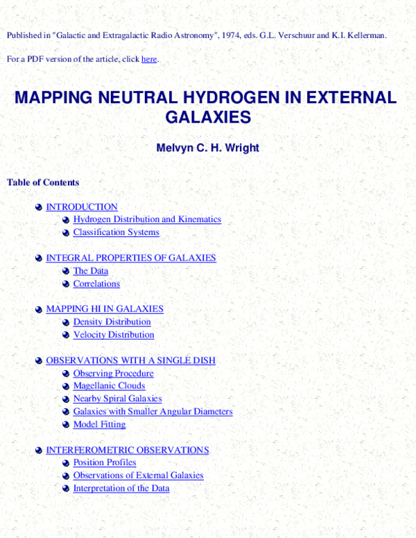 (PDF) Mapping Neutral Hydrogen in External Galaxies