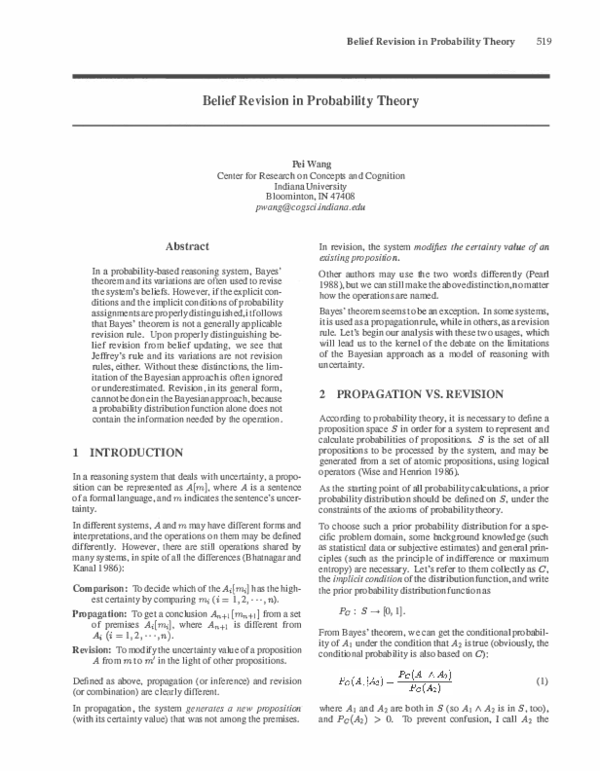 (PDF) Belief Revision in Probability Theory
