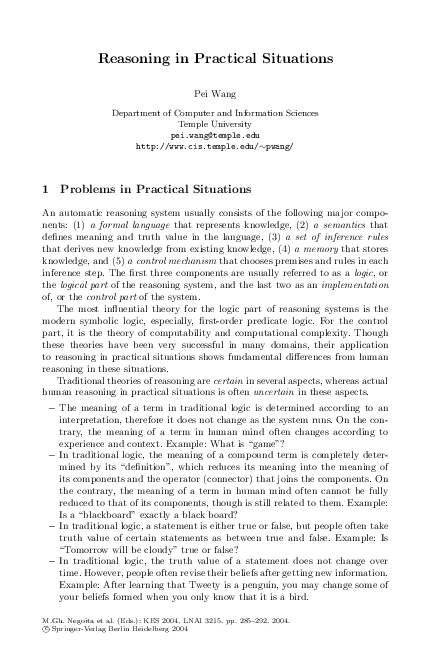 (PDF) Reasoning in Practical Situations