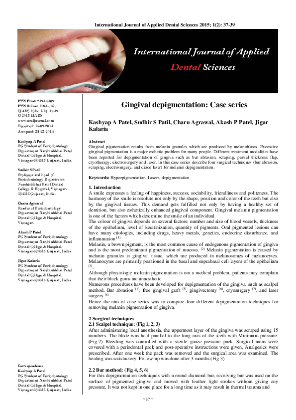 (PDF) Gingival depigmentation: Case series | Jigar Kalaria - Academia.edu