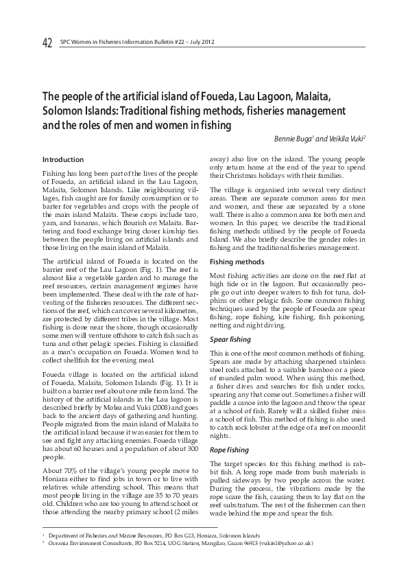 (PDF) The people of the artificial island of Foueda, Lau Lagoon ...