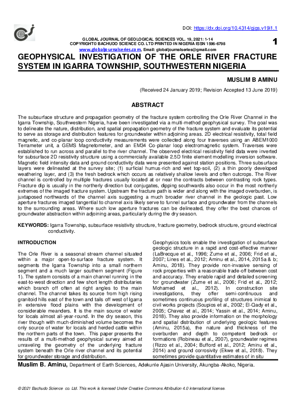 (PDF) Geophysical investigation of the Orle River fracture system in ...