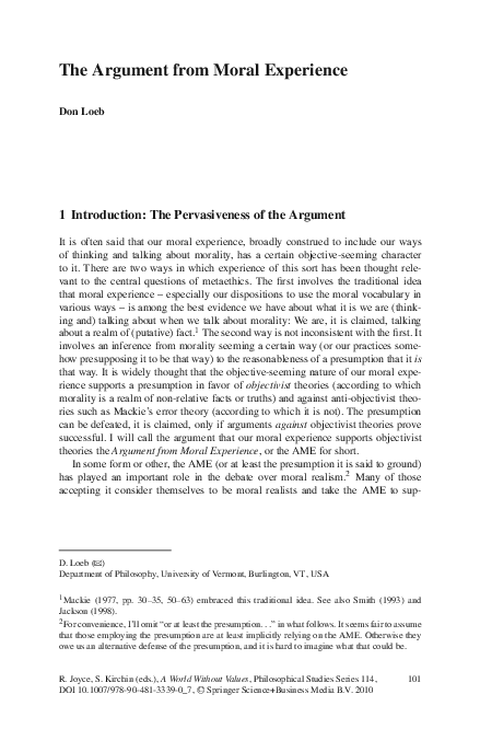 (PDF) The Argument from Moral Experience