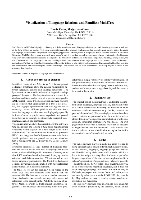 (PDF) Visualization of Language Relations and Families: MultiTree