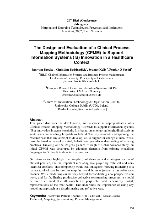 (PDF) The Design and Evaluation of a Clinical Process Mapping ...