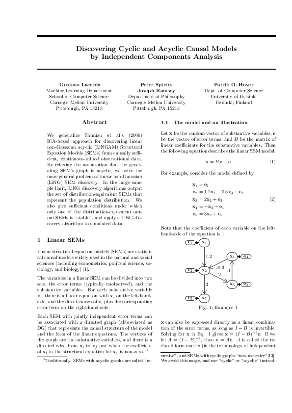 (PDF) Discovering Cyclic and Acyclic Causal Models by Independent Components Analysis