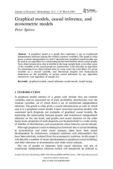 (PDF) Graphical models, causal inference, and econometric models