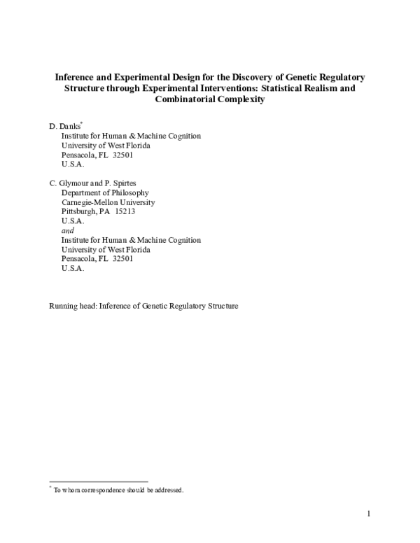 (PDF) Inference and Experimental Design for the Discovery of Genetic Regulatory Structure ...