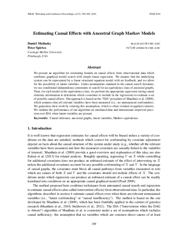 (PDF) Estimating Causal Effects with Ancestral Graph Markov Models