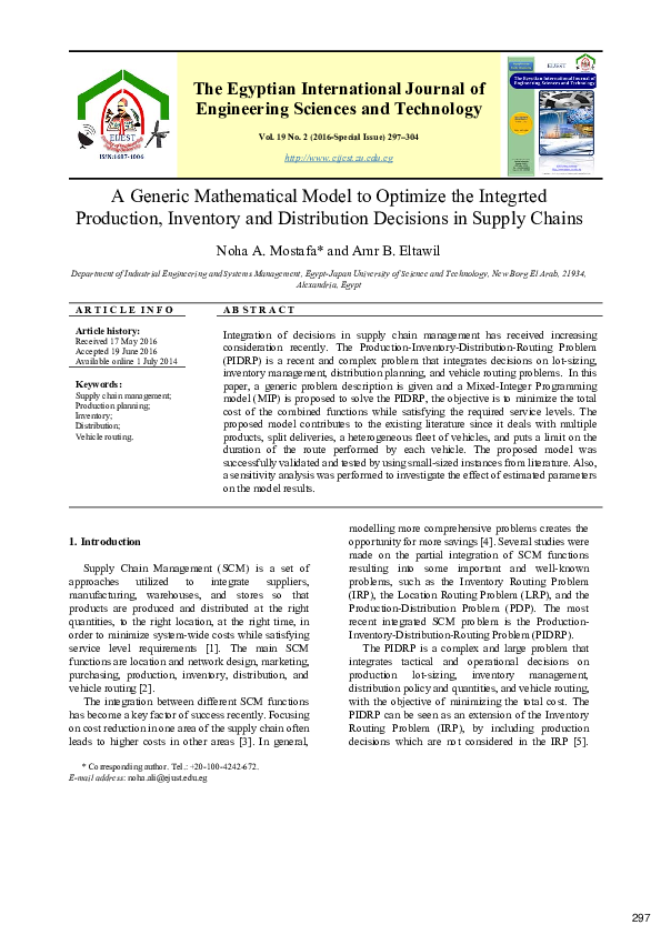 (PDF) A Generic Mathematical Model to Optimize Integrated Production ...