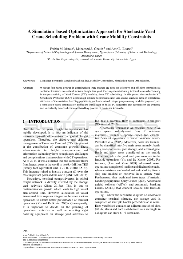 (PDF) A Simulation–based Optimization Approach for Stochastic Yard Crane Scheduling Problem with ...