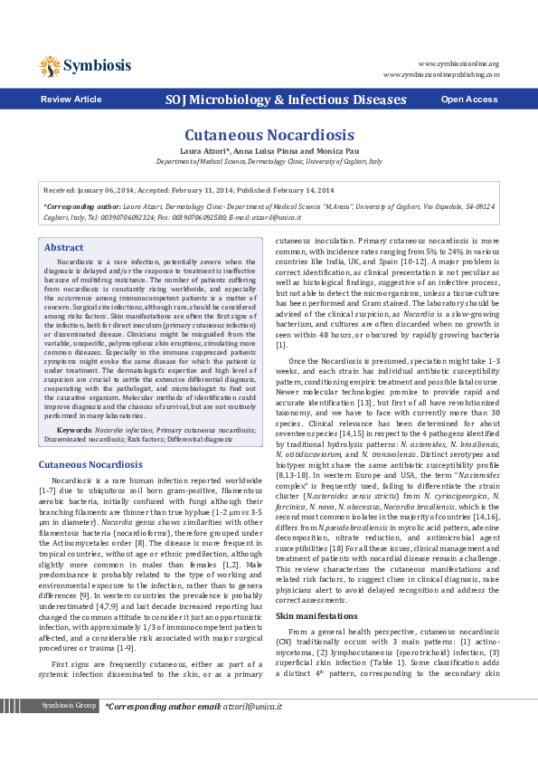 (PDF) Cutaneous Nocardiosis