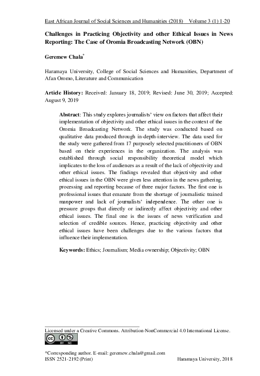 (PDF) Challenges in Practicing Objectivity and other Ethical Issues in ...