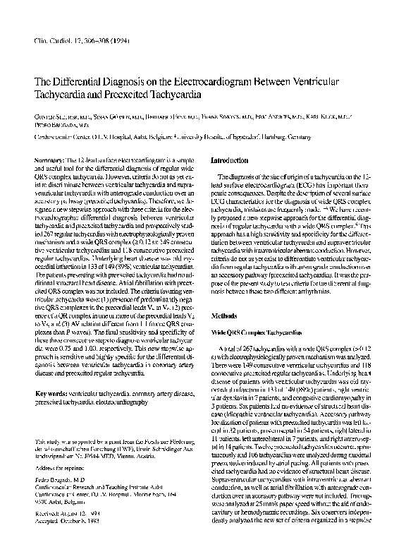 (PDF) The differential diagnosis on the electrocardiogram between ...