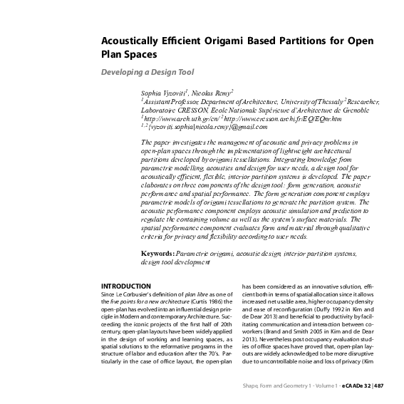 (PDF) Acoustically Efficient Origami Based Partitions for Open Plan ...