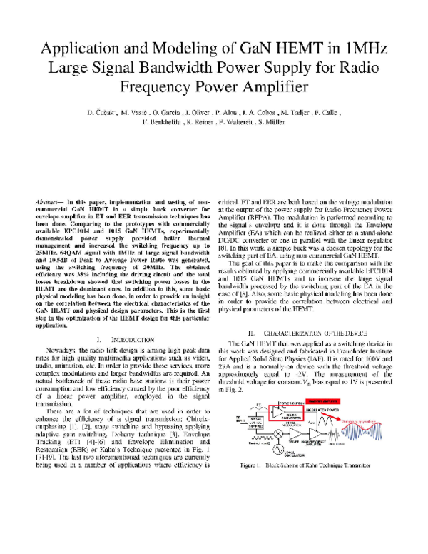 (PDF) Application and modeling of GaN FET in 1MHz large signal ...