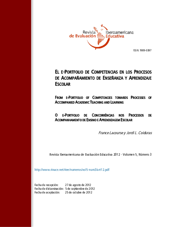 (PDF) El e-Portfolio de Competencias en los Procesos de Acompa amiento de Ense anza y ...