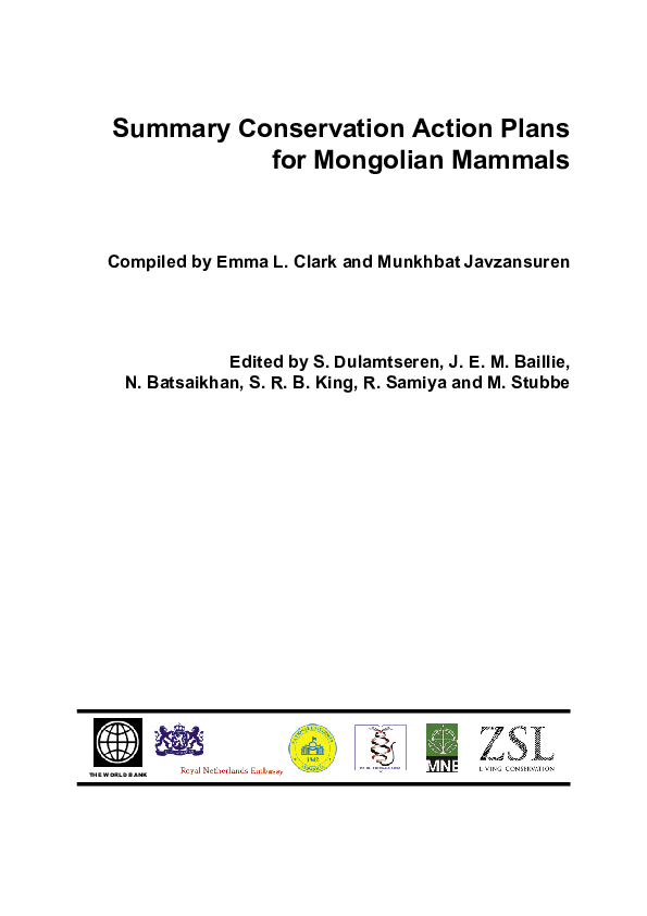 (PDF) Summary Conservation Action Plans for Mongolian Mammals