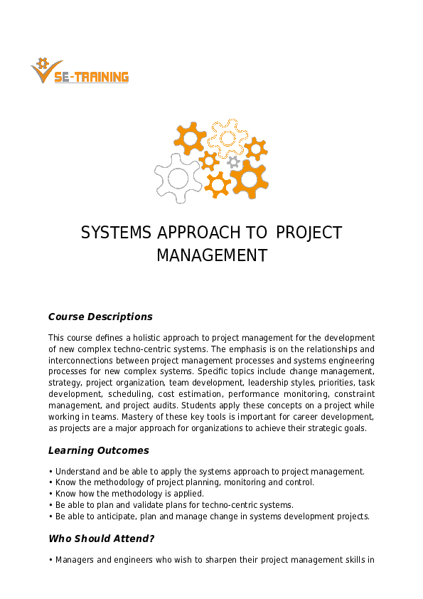 (PDF) Systems Approach to Project Management