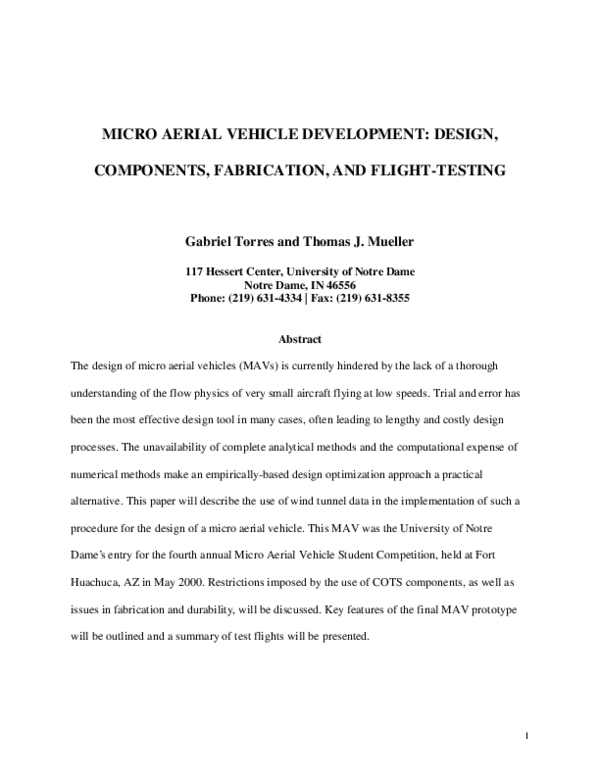 (PDF) Micro aerial vehicle development: design, components, fabrication ...