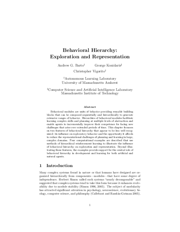(PDF) Behavioral Hierarchy: Exploration and Representation | Andrew Barto - Academia.edu