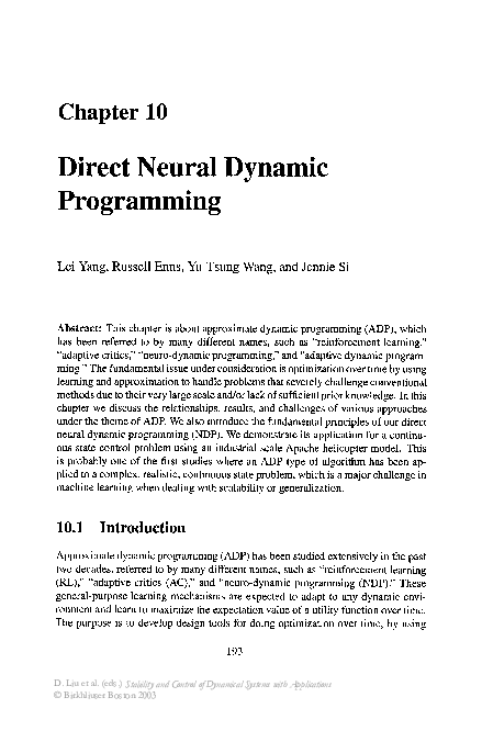 (PDF) Direct Neural Dynamic Programming