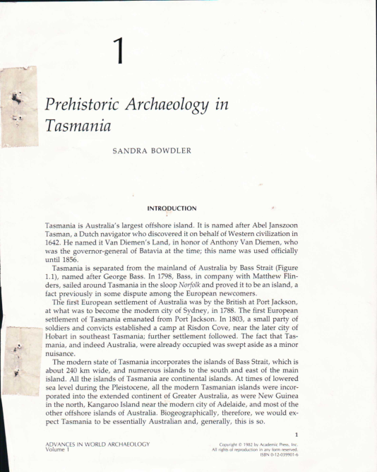 (PDF) Prehistoric archaeology in Tasmania