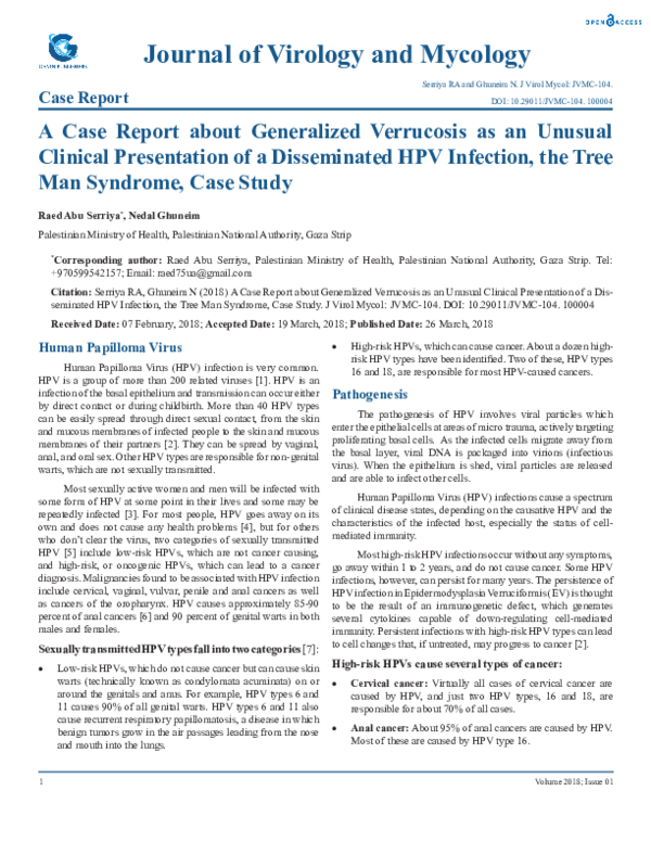 (PDF) A Case Report about Generalized Verrucosis as an Unusual Clinical ...