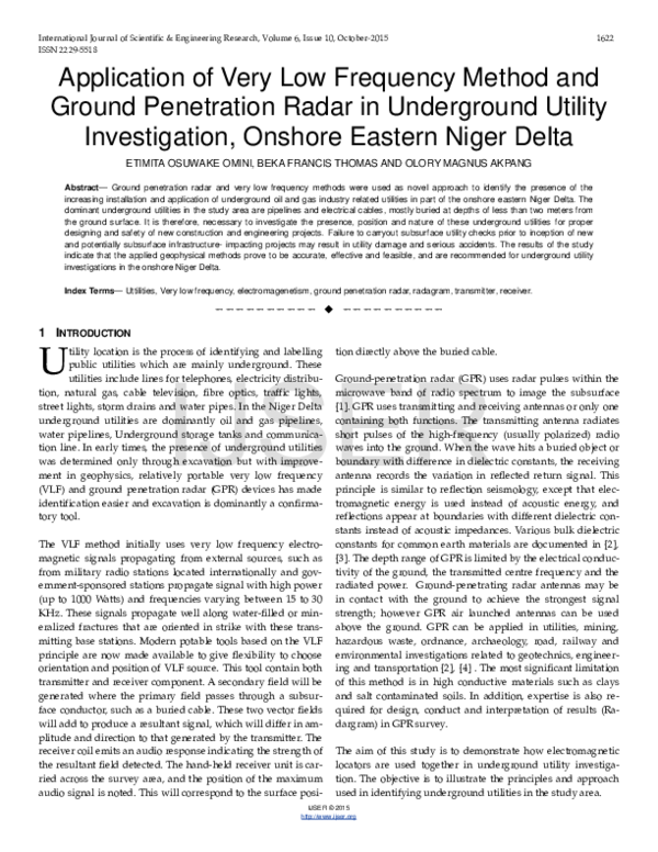 (PDF) Application of Very Low Frequency Method and Ground Penetration ...