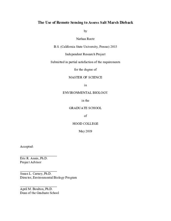 (PDF) The Use of Remote Sensing to Assess Salt Marsh Dieback