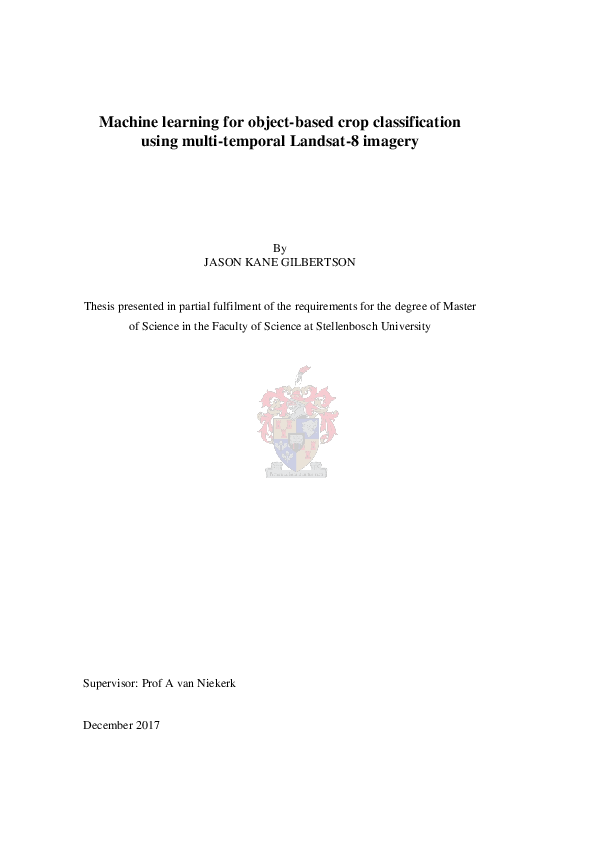 Pdf Machine Learning For Object Based Crop Classification Using Multi